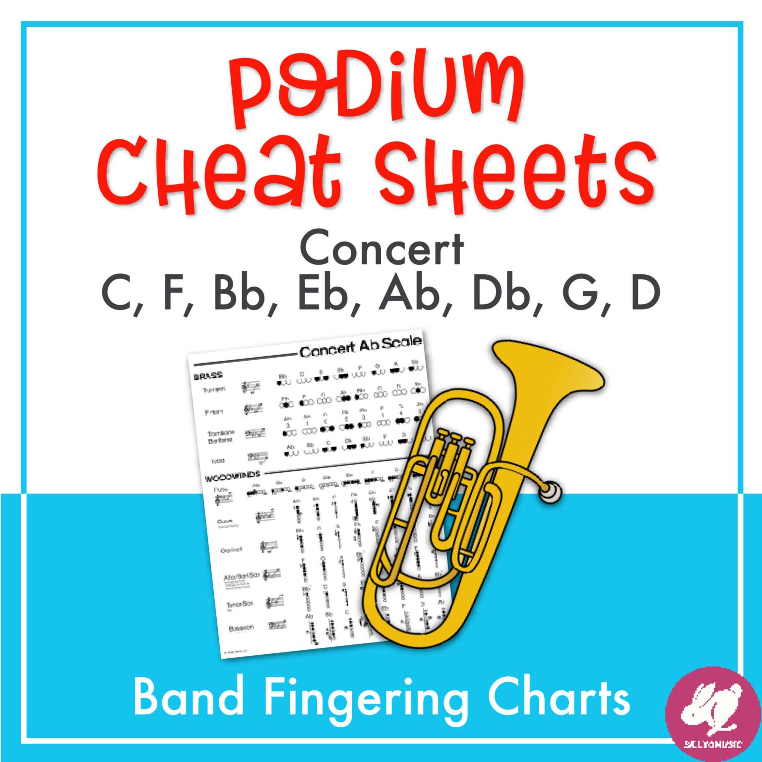 Band Fingering Charts Major Scale Podium Cheat Sheets - SillyOMusic