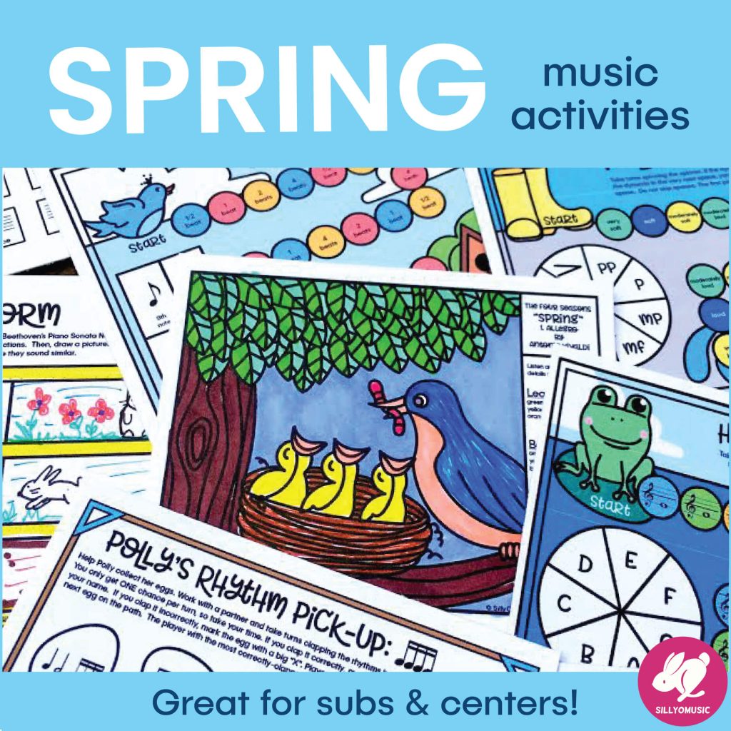 Spring Music Activities and Worksheets - Games Printables Color-by-Note ...