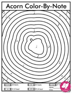 Music Coloring Pages - Fall Color by Note - Music Worksheets - Subs and ...