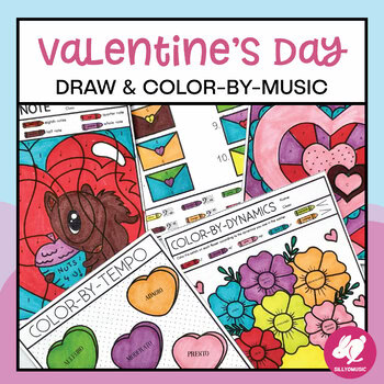 Valentine's Day Music Coloring Pages - Color by Note Activities - Great ...