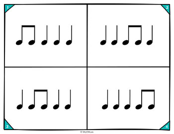 Quarter Note and 8th Notes Flashcards with 4 Corners (Ta, Ti-Ti ...