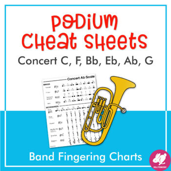 Band Fingering Charts - Major Scale Podium Cheat Sheets - SillyOMusic