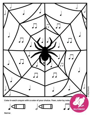 Halloween Music Color by Note Coloring Pages - notes, clefs, dynamics ...